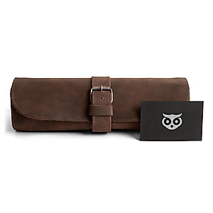 Hide & Drink, Cylinder Watch Case, Holds 4 Watches, Storage Box, Jewelry Roll Organizer, Travel Accessories, Full Grain Leather, Handmade, Bourbon Brown