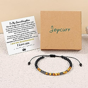 JoycuFF Tigers Eye Morse Code Bracelets For Granddaughter Women Birthday Gifts For Granddaughter From Grandma For Birthday Graduation Christmas Wrap Strand Bracelet Women Jewelry