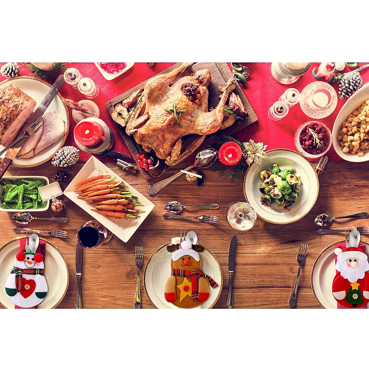 12 Pack Christmas Tableware Holders Suit, Messar Silverware Holders Pockets Pouches Set Flatware Holders Knife and Fork Cutlery Bags Kitchen Storage Tool for Christmas Party Table Decoration