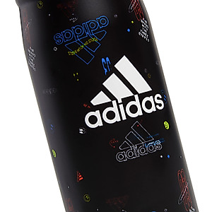 adidas 600 Ml (20 Oz) Metal Water Bottle, Hot/Cold Double-Walled Insulated 18/8 Stainless Steel, Icon Brand Love Black/Black/White, One Size