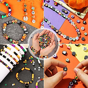 1480pcs Halloween Polymer Clay Beads Charms Friendship Bracelet Necklace Earring Jewelry Making kit, Accessories for Arts Crafts DIY Birthday Gifts for Women Girls