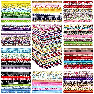 100 Pcs 8 x 8 Inch Cotton Fabric Square Patchwork Fabrics No Repeat Cotton Printed Floral Craft Quilting Fabric Craft Flower Fabric Patchwork Bundles for DIY Handmade Cloths Sewing Supplies