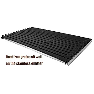 Stamped Emitter & Cast Iron Grill Grate Replacement Parts for Charbroil 463242715 463242716 Commercial Infrared 4B 463257520 463276016 466242715 466242815 G541-0016-W2 G533-2200-W1, 17x9.5'', 3PCS Set