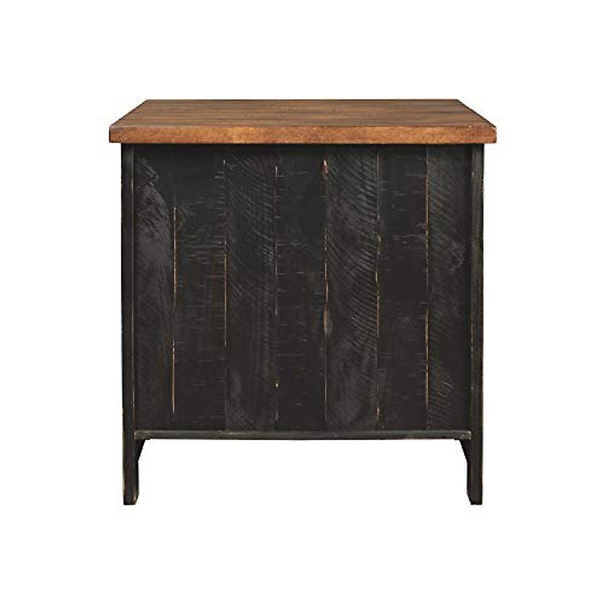 Signature Design by Ashley Valebeck Farmhouse Rectangular End Table with Storage, Distressed Brown & Black Finish