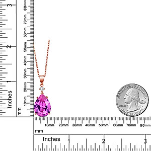 Gem Stone King 925 Sterling Silver Gemstone Birthstone and White Lab Grown Diamond Teardrop Pendant Necklace For Women | Pear Shape 16X12MM | with 18 Inch Chain