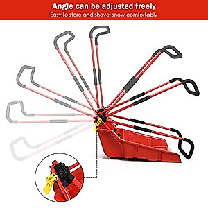 Goplus Snow Scoop, 26" x 24" Folding Snow Shovel, Sleigh Shovel with U-Handle & Wheels for Backyard Walkways Driveway, No Assembly Needed (Red)