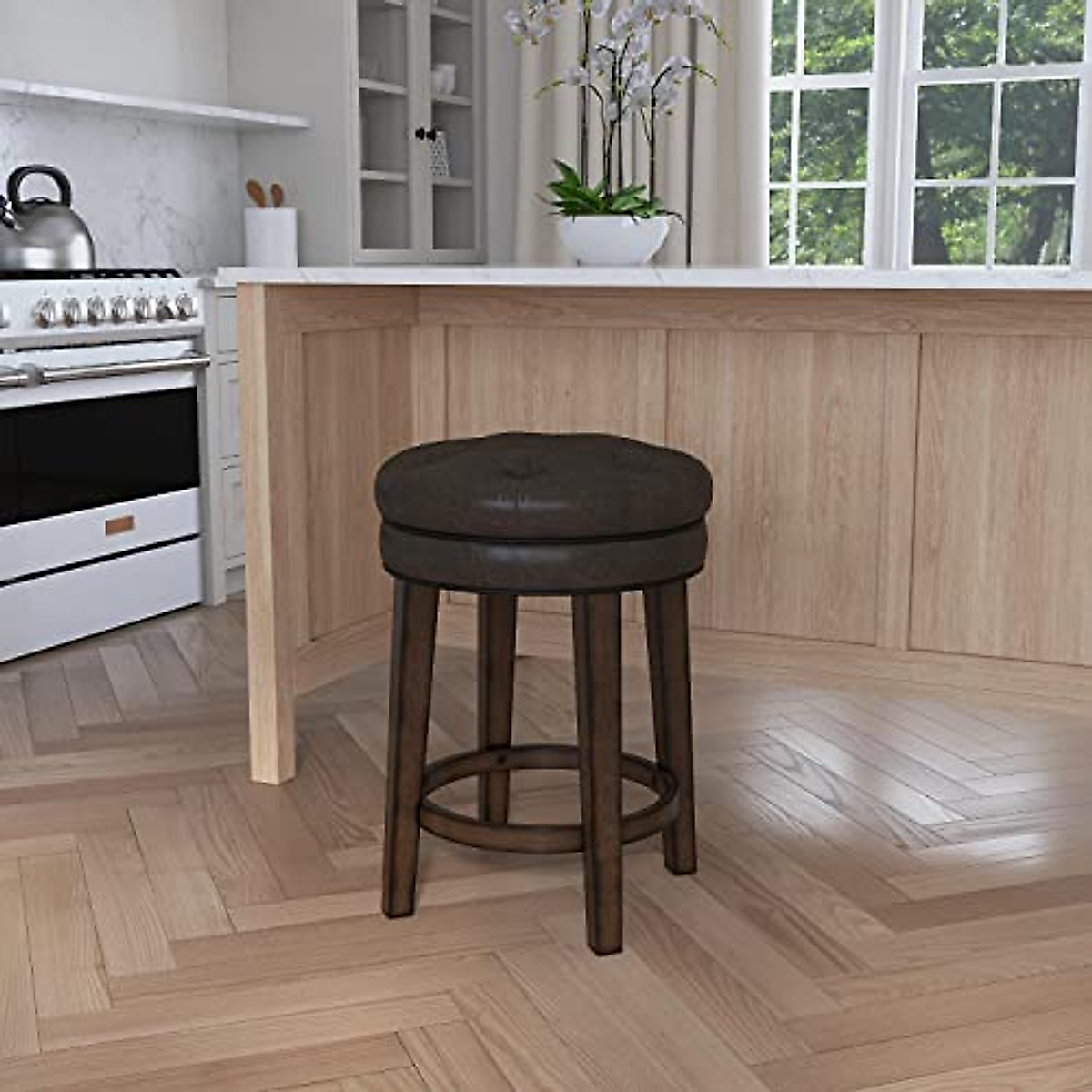 Hillsdale Krauss Backless Swivel Counter Height Stool Counter Stool, Dark Brown