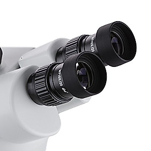 AmScope SM-1TS-144S-M Digital Professional Trinocular Stereo Zoom Microscope, WH10x Eyepieces, 7X-45X Magnification, 0.7X-4.5X Zoom Objective, 144-Bulb LED Ring Light, Pillar Stand, 110V-240V, Includes 1.3MP Camera with Reduction Lens and Software