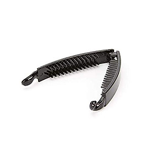 Aeyistry 2 Pcs Banana Hair Clips,Banana Combs Clip for Ponytail Holder Girls and Women(Black,Brown)