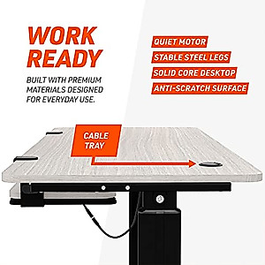 Truweo Adjustable Electric Standing Desk – 50 x 23.6 inches Sit to Stand Office Desk with Cable and Sliding Keyboard Tray – 3 Controlled Memory Height Settings – Anti-Scratch Surface – Grey