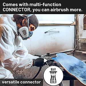 Teebloom Airbrush Kit with Compressor - Auto Handheld Cordless Airbrush with 0.3mm and 0.5mm Tip Interchangeable for Painting, Tattoo, Nail Art, Model Coloring, Makeup, Cake