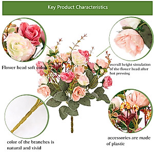 skycats Artificial Flowers, 54 Rose Silk Flowers, for Home Bridal Wedding Party Festival Outdoor UV Garden Resistant Garden Indoor Decor (3 Bundles Pink, excluding vases)
