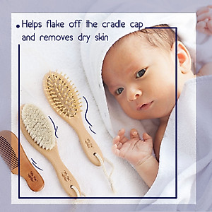 Mr. Pen- Baby Brush and Comb Set, 3Pcs, Wooden, Baby Hair Brush, Cradle Cap Brush, Baby Brush Set for Newborns, Infant Hair Brush, Baby Comb and Brush Set, Newborn Hair Brush, Baby Brushes for Hair