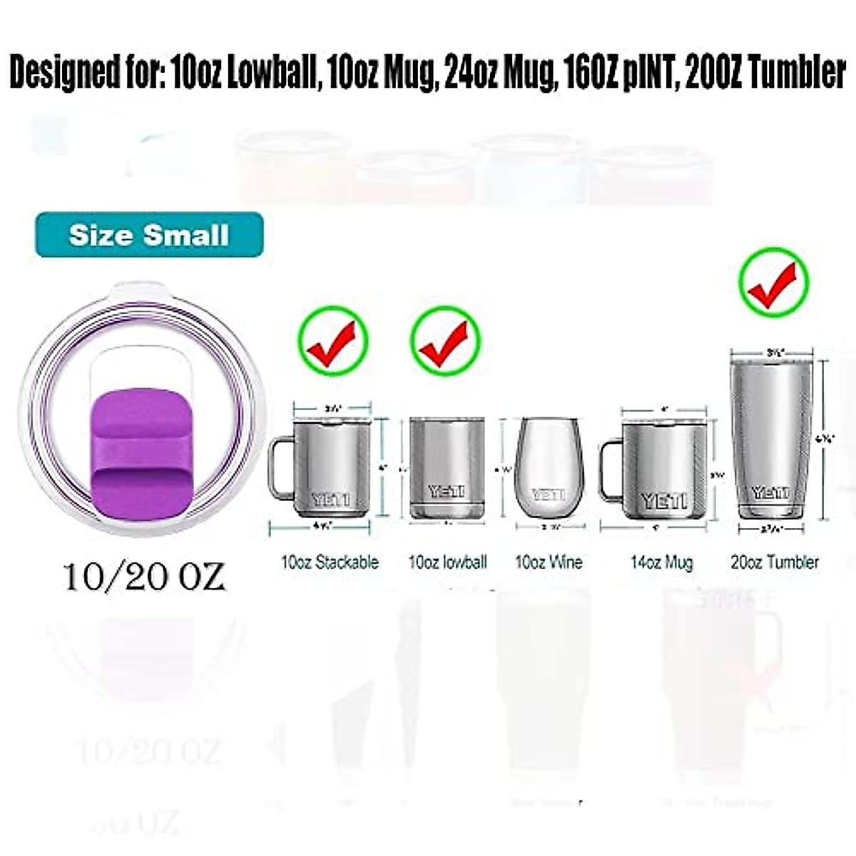20oz Magnetic Tumbler Lid for YETI Rambler, Ozark Trail, and Old Style RTIC. Magnetic slider replacement, Magnetic Spill Proof Tumbler Cover included(5 Pack)