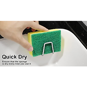 Hittanous 2Pcs Sponge Holder for Kitchen Sink Caddy, SUS304 Stainless Steel Strong Adhesive Dish Sponge Holder,Waterproof Rustproof Anti-Shedding Easy Installation Sink Small Sponge Holder (Silver)