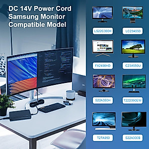 14V 3A Power Adapter Charger for Samsung Monitor S22A300B s22c300h, SyncMaster 15" 17" 18" 19" 20" 22" 23" 24" 27" Screen TV Power Cord