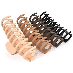 FRAMAR Large Hair Claw Clip – Hair Clips Women, Extra Large Claw Clip For Thick Hair Claw Clips, Hair Claw Clips For Women Thick Hair – Neutral Claw Clips 4 Pack