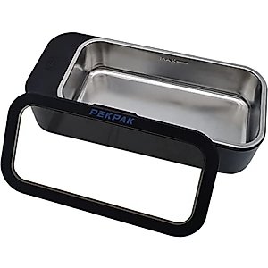 Ultrasonic Cleaner,Portable Jewelry Cleaner Machine, 15.2 Ounces(450ml) 304 Stainless Steel Tank,Transparent lid for Cleaning Rings,Necklaces,Watches,Foundation Brush,Denture,Eyeglasses,Razors(Black)