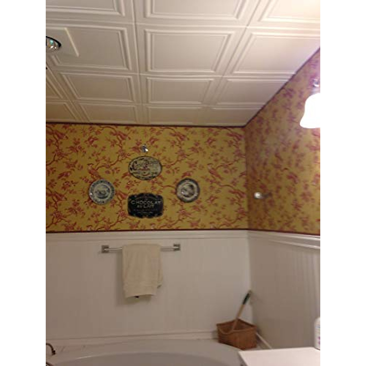 A La Maison Ceilings R24 Line Art Foam Glue-up Ceiling Tile (128 sq. ft./Case), Pack of 48, Plain White