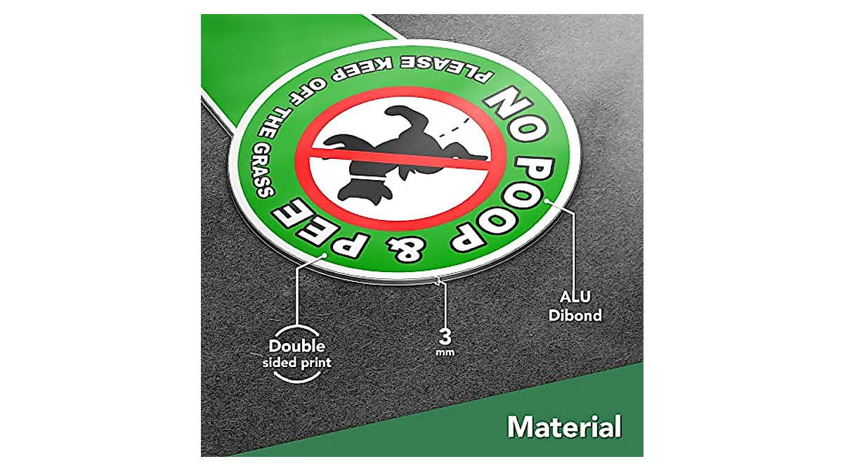 2 PC No Dog Poop Signs for Yard - 12x6 Double Sided Dibond No Pooping ...