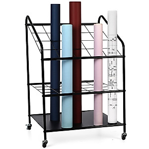 Houseables Blueprint Holder, Blueprint Storage Rack, Print Rack, Plan Holder, Poster Display Rack, Plan Rack, Blueprint Cabinet, Construction Plan Holder, Metal, 4x4” Compartments, 20 Slots, w/Wheels