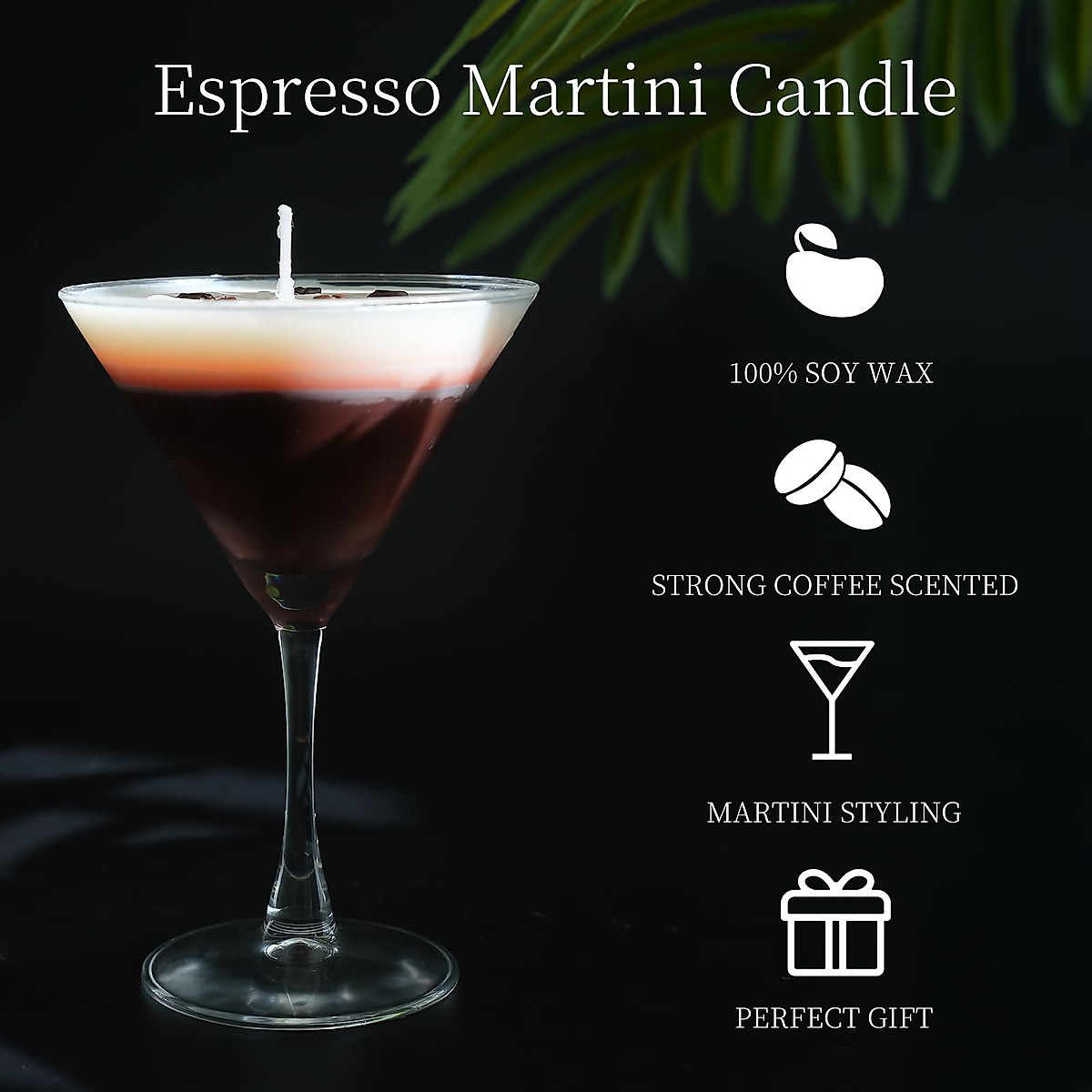 Espresso Martini Candle,Strong Coffee Scented Candle,Made from Natural Soy Wax,Anniversary Birthday Valentine's Day Christmas Housewarming Gifts for Family Friends or Bar Decor,7oz/200ml