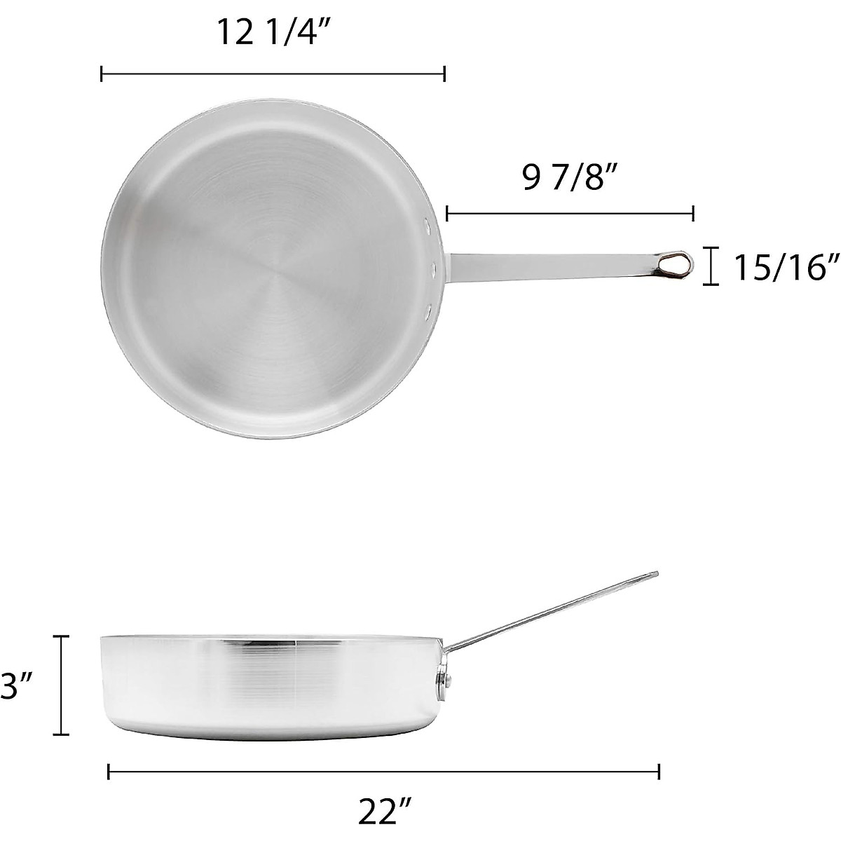 TrueCraftware- 5 Qt. Aluminum Sauté Pan 3.5mm Thickness- Cooking Pan Chef Cooking Pan Frying Pan Skillet for Home and Restaurant Cookware NSF Certified Dishwasher Safe