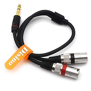 DISINO 1/4 TRS to Dual XLR Male Y-Splitter Stereo Breakout Cable 1/4 inch(6.35mm) to 2 XLR Patch Cable - 10 FT/3m