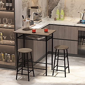 Weehom Bar Table with 2 Bar Stools, Pub Dining Table Set, Kitchen Counter Height Table with Bar Chairs, Bistro Table Sets for Kitchen Living Room, Built in Storage Layer