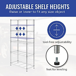 SafeRacks - NSF Certified Storage Shelves, Zinc, Heavy Duty Steel Wire Unit with Adjustable Feet, Garage or Bakers Rack, Kitchen, Pantry Shelf - (14"x30"x60" 5-Tier) (Silver)