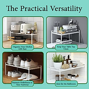 Better House 2 Pack Cabinet Shelf The Ultimate Standing Shelf Stackable Space Saving Steel Frame Rust Resistant Organizer for Kitchen Bathroom Bedroom & Office (Staked Size 20 x 8.25 x 19 in)