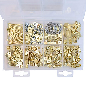 Assorted Picture Hanging Kit | 220 Piece Assortment with Wire, Picture Hangers, Hooks, Nails and Hardware for Frames