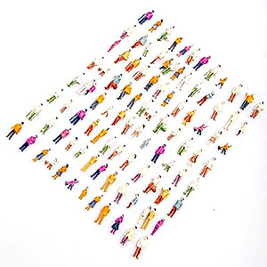 1:100 HO Scale Models People Set, Airlxf 100PCS DIY Resin Scale Figures Tiny People Sitting Mixed Painted Model People Colorful Seated Standing People Train Park Street Passengers Sitting Pose