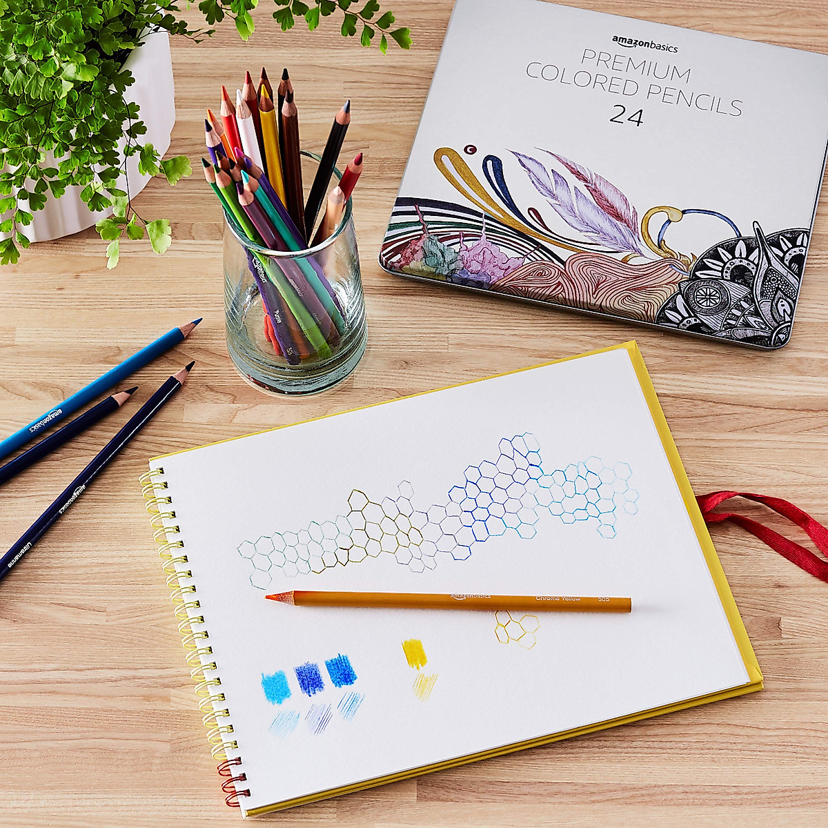 Amazon Basics Premium Colored Pencils, Soft Core, 24 Count (Pack of 1)
