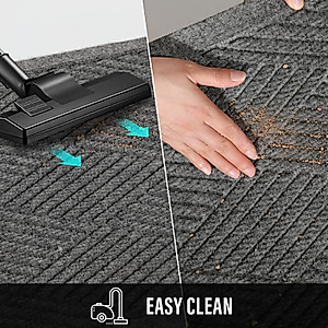 HIYARD Sturdy Front Door Mat, Absorbent Muddy Dirt Resist Welcome Door Mats Outdoor Indoor, Stain and Fade Resistant, Non-Slip Rubber Backing Low Profile Doormat for Entryway, 30×17, Grey