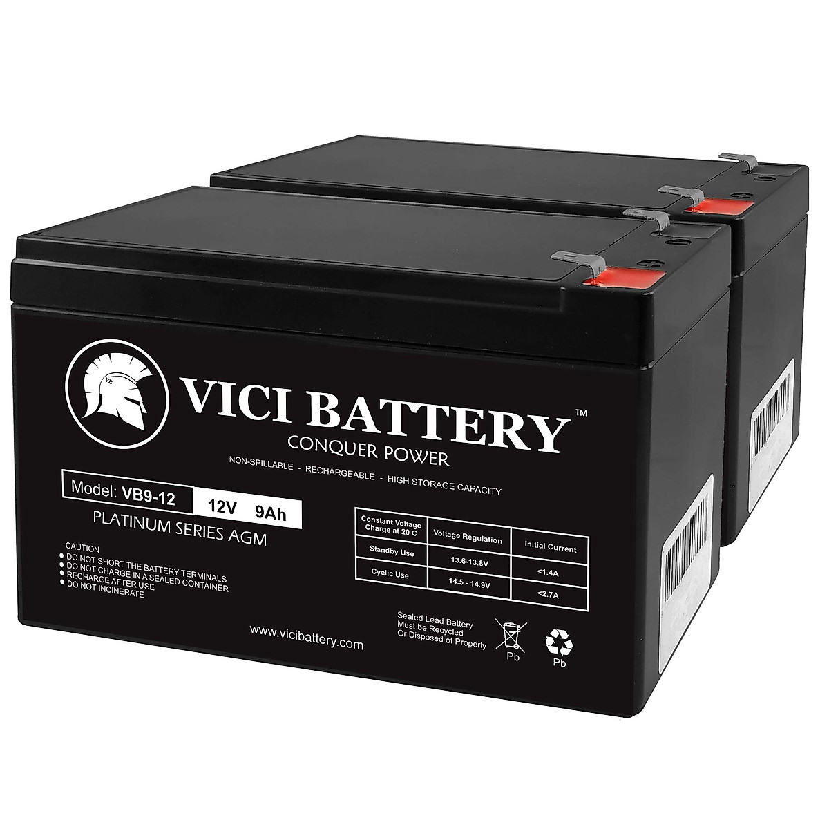 VICI Battery 12V 9AH Battery for HR1234W Home Alarm - 2 Pack Brand Product