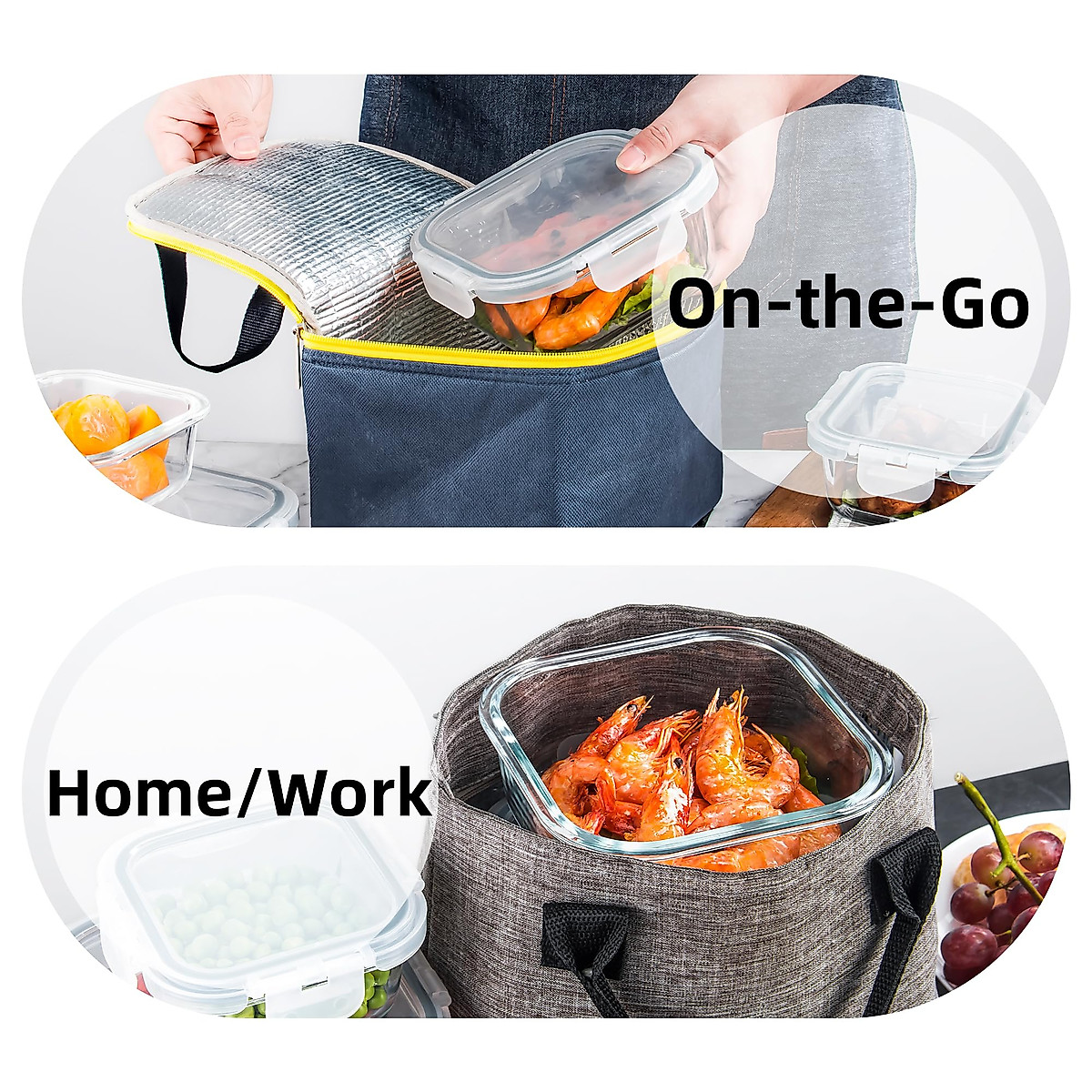 SHYRC 8 Pack Glass Food Storage Containers Set, Glass Meal Prep Containers with Leakproof Lids, Airtight Glass Lunch Containers, Ideal for Food Storage, On-the-Go, Leftover