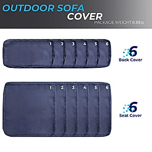 Incbruce 12 Piece Outdoor Patio Cushion Covers Replacement, Outdoor Cushion Slipcovers(6 Seat Covers and 6 Back Covers) with Zipper for Outdoor Furniture, Patio Sofa Couch(Dark Blue)