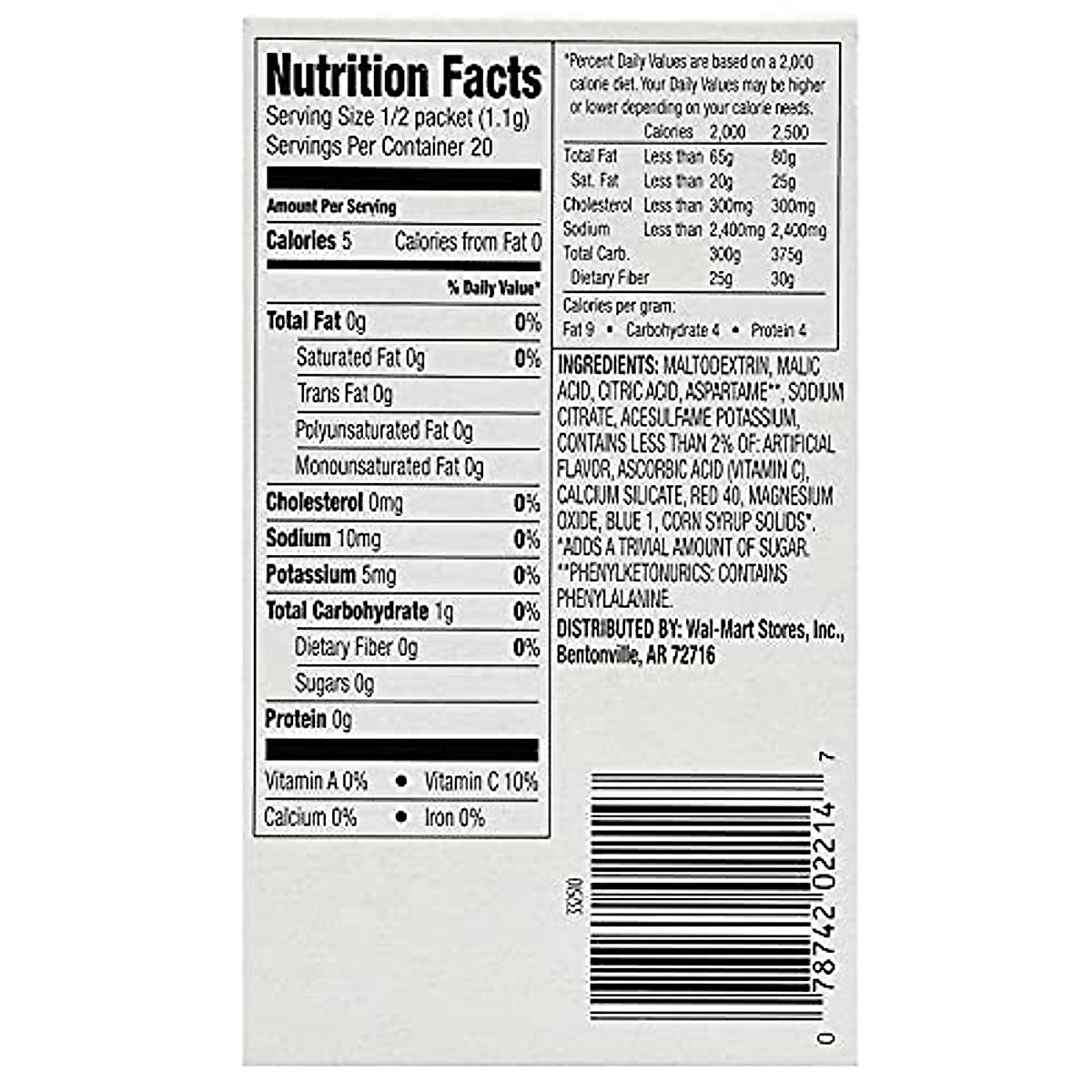 Great Value: Grape Drink Mix, .78 Oz (Pack of 6)