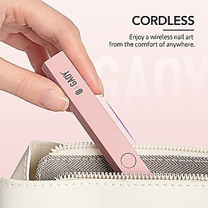 GAOY Handheld UV Light for Gel Nails, Mini Nail Light, Portable LED Nail Lamp, Cordless Rechargeable USB Nail Dryer for Fast Curing, Pink