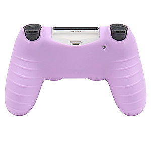 Ralan Purple Controller Skin Silicone for PlayStation 4, Non-Slip Grip Cover Protector Compatible with PS4 Slim/PS4 Pro Controllers with 6 Thumb Grip Caps