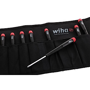 Wiha 26199 Slotted and Phillips Screwdriver Set in Rugged Canvas Pouch, 8 Piece