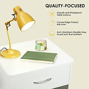 VOWNER White Nightstand with Drawer and Storage Shelf, Bedside Table End Tables, File Cabinet Storage with Sliding Drawers and Shelf for Bedroom
