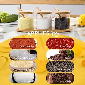 HONGCHU Seasoning Box，Condiment Pots，Glass Condiments Container Condiment Jars with Spoons Container for Spice Salt Sugar Cruet 3P