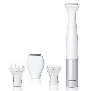 Panasonic Bikini Trimmer and Shaver for Women with 4 Attachments for Gentle Grooming in Sensitive Areas, Wet/Dry, Battery-Operated – ES-WV60-S (White/Silver) (Pack of 10)
