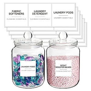Mustry Glass Jars for Laundry Room Organization Jars Half Gallon Laundry Storage Glass Containers with Labels Organization with Lid for Laundry Detergent Laundry Pods Container, 2 Jars