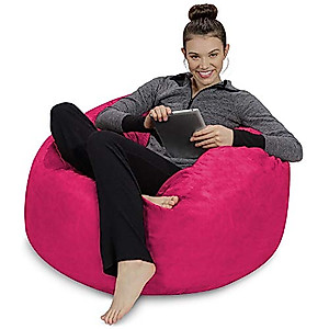 Sofa Sack - Plush, Ultra Soft Bean Bag Chair - Memory Foam Bean Bag Chair with Microsuede Cover - Stuffed Foam Filled Furniture and Accessories for Dorm Room - Magenta 3'