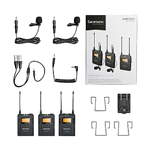 Saramonic UwMIC9 96-Channel Digital UHF Wireless Dual Lavalier Microphone System, Includes 2x TX9 Bodypack Transmitter and RX9 Portable Receiver