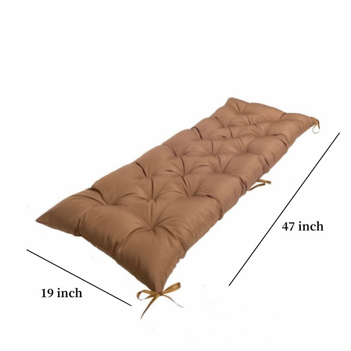 Srutirbo Waterproof Indoor/Outdoor Bench Cushion Garden Non-Slip Swing Chair Cushion,Thicken 8CM Loveseat for Patio Furniture Wicker Bench, Indoor Lounger Seat (47x19in, Light brown)