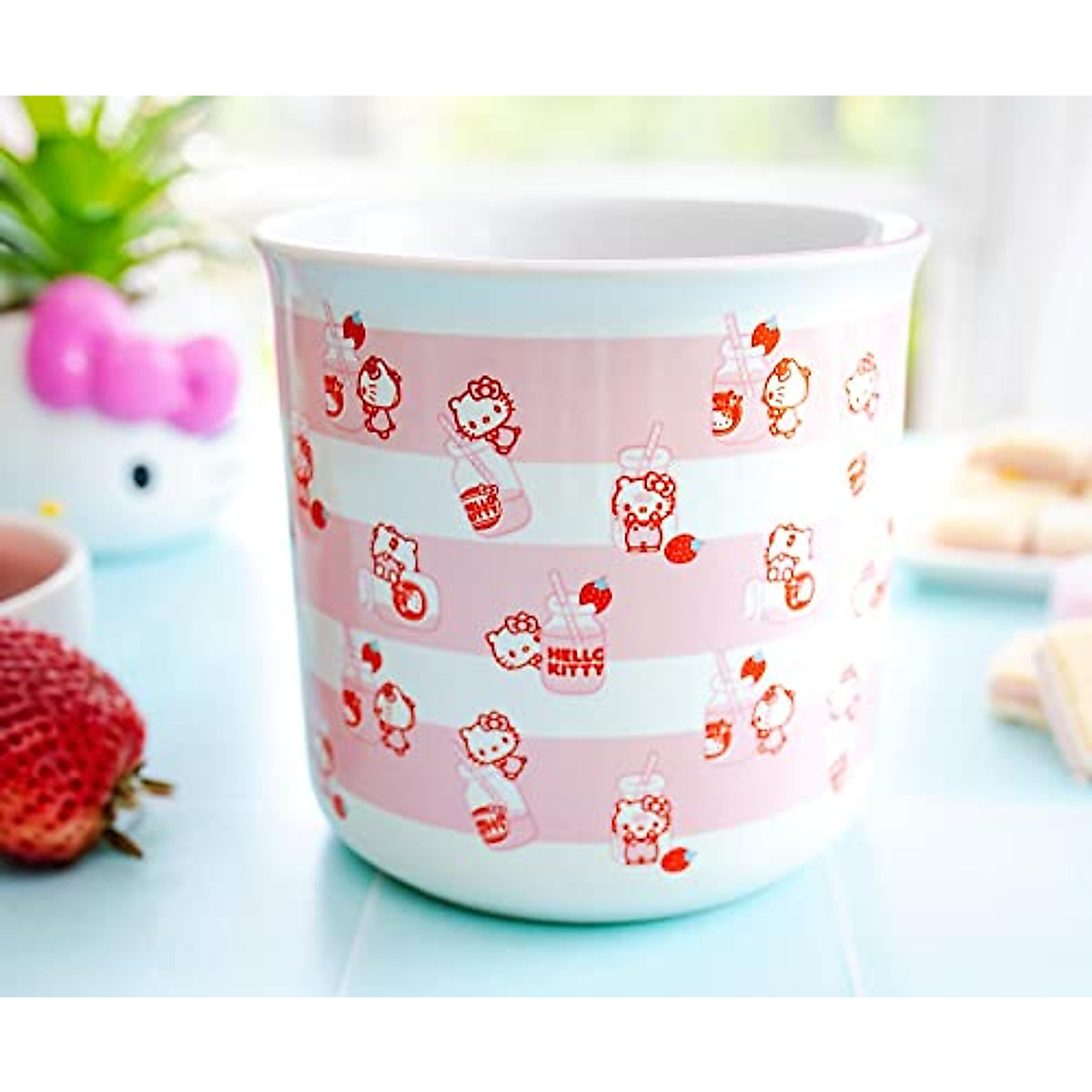 Silver Buffalo Sanrio Hello Kitty Strawberry Milk Ceramic Camper Mug | Holds 20 Ounces